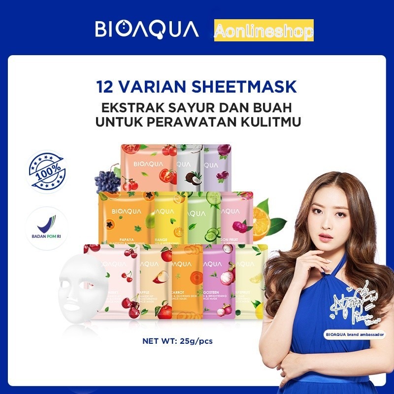 Jual AS Bioaqua Sheet Mask Facial Mask 25ml - Bioaqua Essence Mask Fruit And Vegetables Masker ...