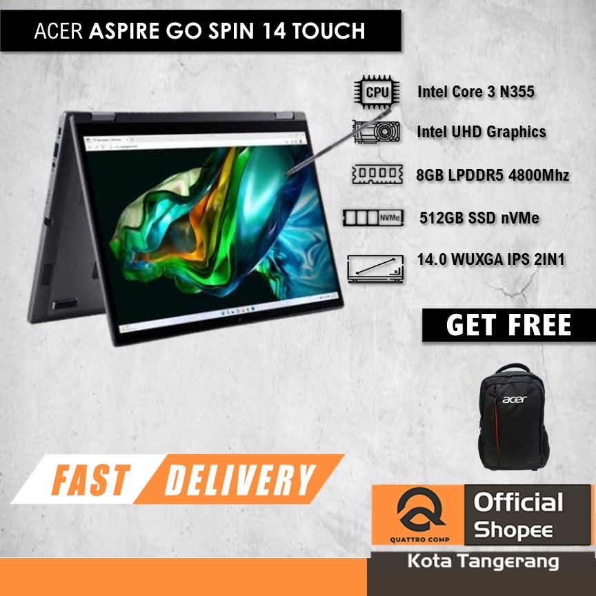 Jual ACER ASPIRE GO SPIN AGSP14 TOUCH CORE 3 N355 8GB 512GB W11+OHS 14 ...
