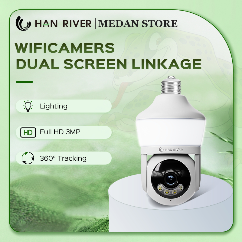 Jual 【Pengiriman Dari Medan】HAN RIVER Smart Lampu Camera CCTV 3MP Full ...