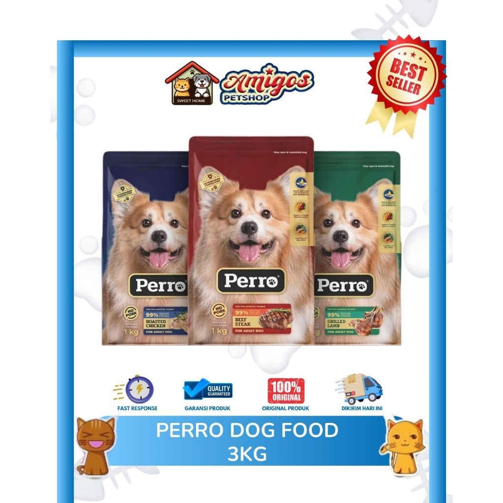 Jual Makanan Anjing Perro Dry Dog Food 3kg - Amigos Petshop Makassar ...