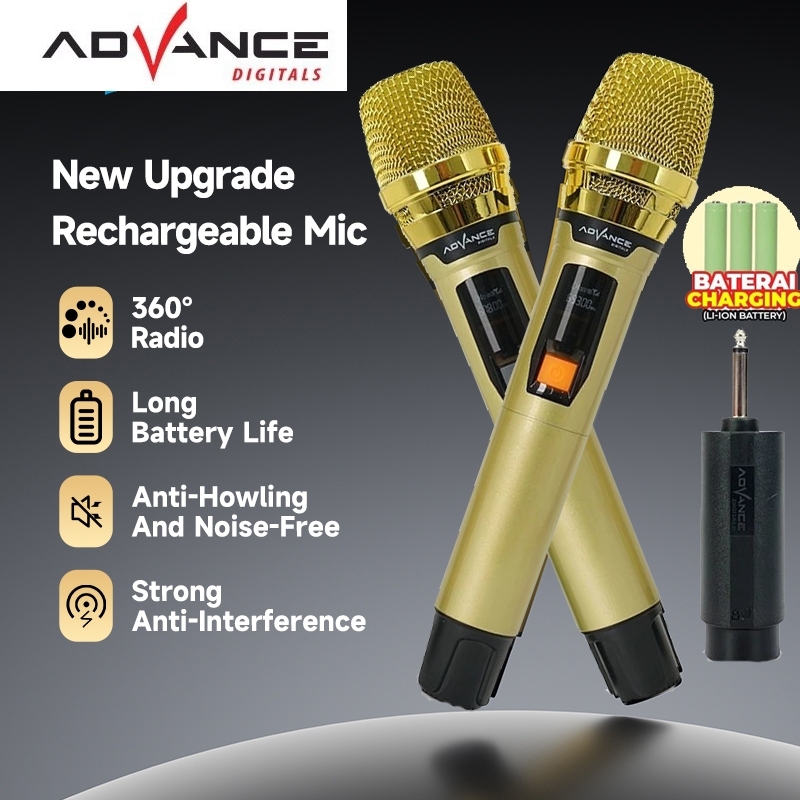 Jual Microphone Dua Mic Profesional Wireless Karaoke Double Advance MIC-101pro/ MIC-206-gold ...
