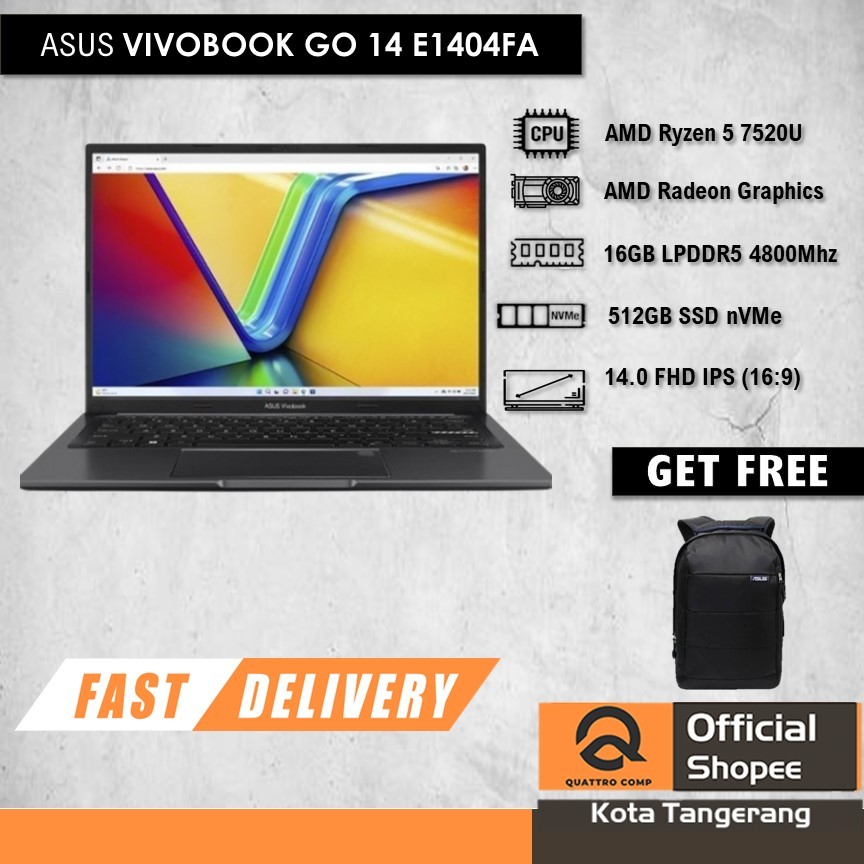 Jual ASUS VIVOBOOK GO 14 E1404FA RYZEN 5 7520U 16GB 512GB W11+OHS 14 ...