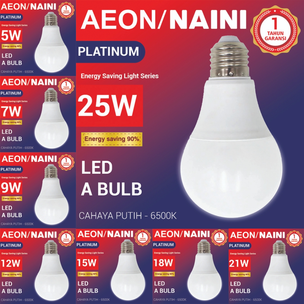 Jual Lampu LED Bulb Bohlam PLATINUM 5W 7W 9W 12W 15W 18W 21W 25W Putih GARANSI SNI | Shopee ...