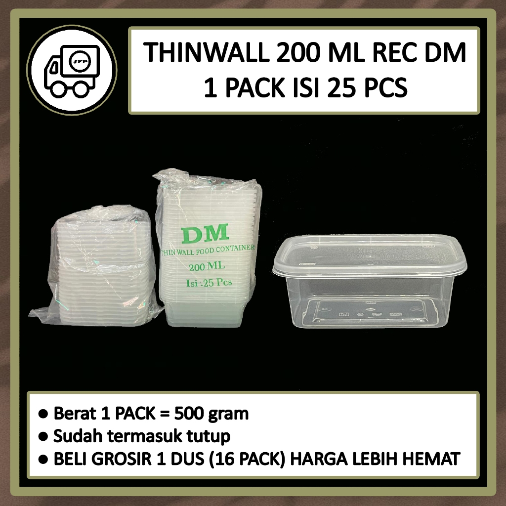 Jual Thinwall 200 ml Rectangle Kotak Makan Plastik Persegi Panjang Dessert | Shopee Indonesia