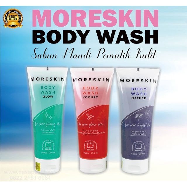 Jual MORESKIN BODY WASH - SABUN CAIR NASA - GLOW - NATURE - YOGURT ...
