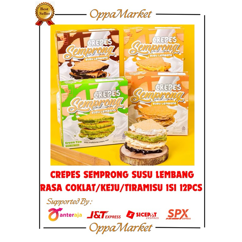 Jual CREPES SEMPRONG SUSU LEMBANG ISI 12PCS RASA TARO/STRAWBERRY/KEJU ...