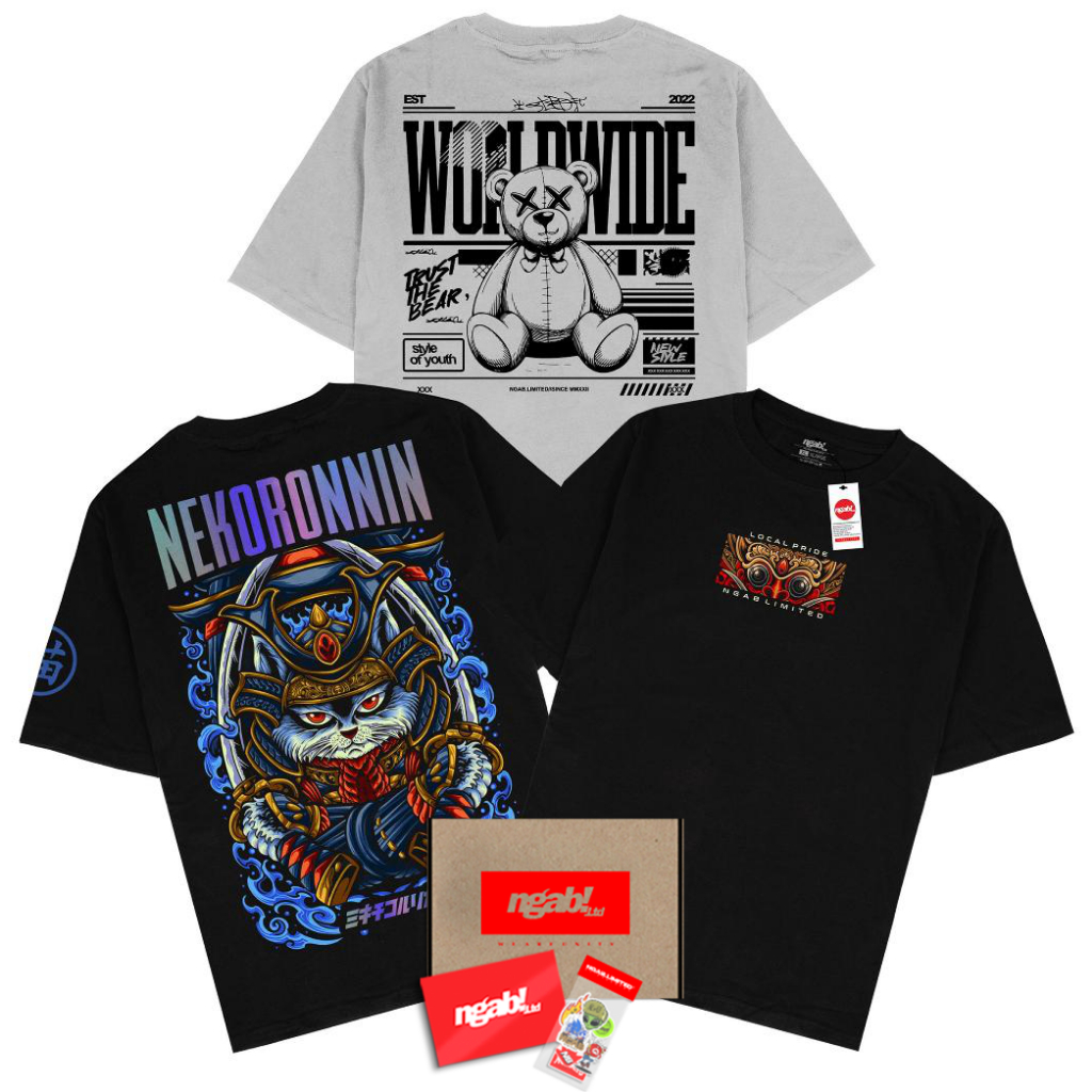 Jual Buy 1 Get 3 Ngab Kaos Sablon Distro Variasi Bundling Nekoronnin V ...