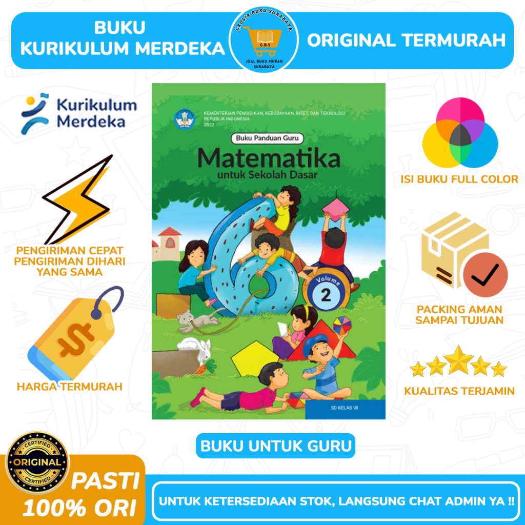 Jual Buku Panduan Guru Matematika Semester 2 Kelas 6 SD - Buku Paket Kumer - Kurikulum Merdeka ...