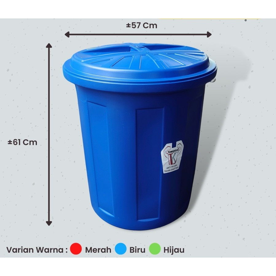 Jual Tong Air / Tempat sampah / Ember Besar Bulat Plastik + Tutup 100 ...