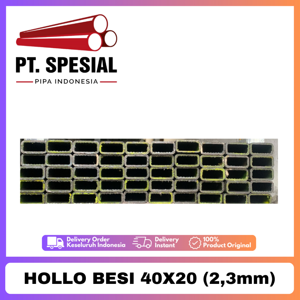 Jual Besi Hollo 4x2 / Hollow Hitam / Hollo Besi 40x20 Tebal 2.3mm 50BTG ...