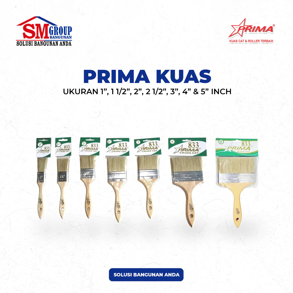 Jual KUAS CAT PREMIUM PRIMA 833 ANEKA UKURAN / KUAS CAT SERBAGUNA ...