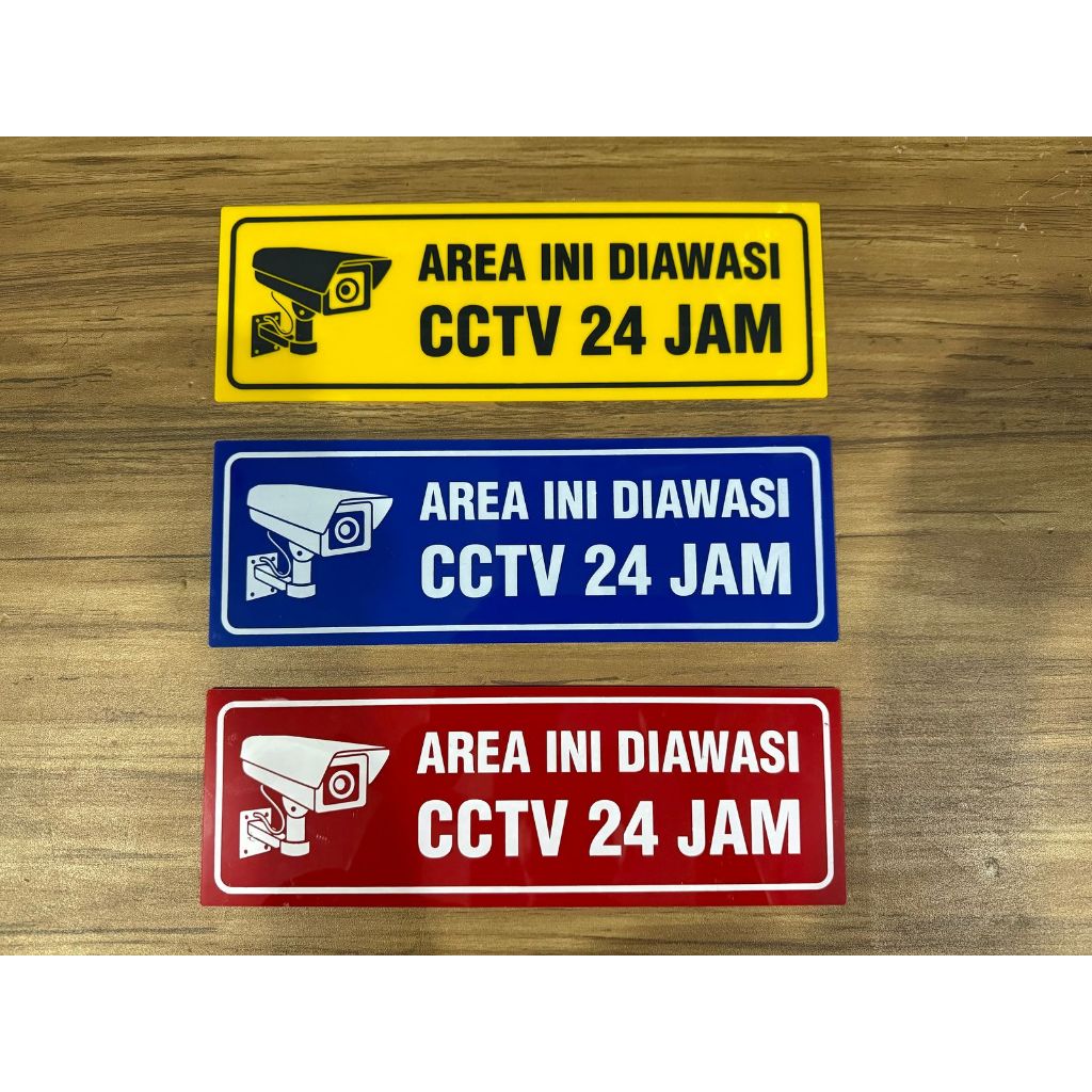 Jual Papan Sign Akrilik Peringatan Area CCTV 24 Jam Rambu Acrylic ...
