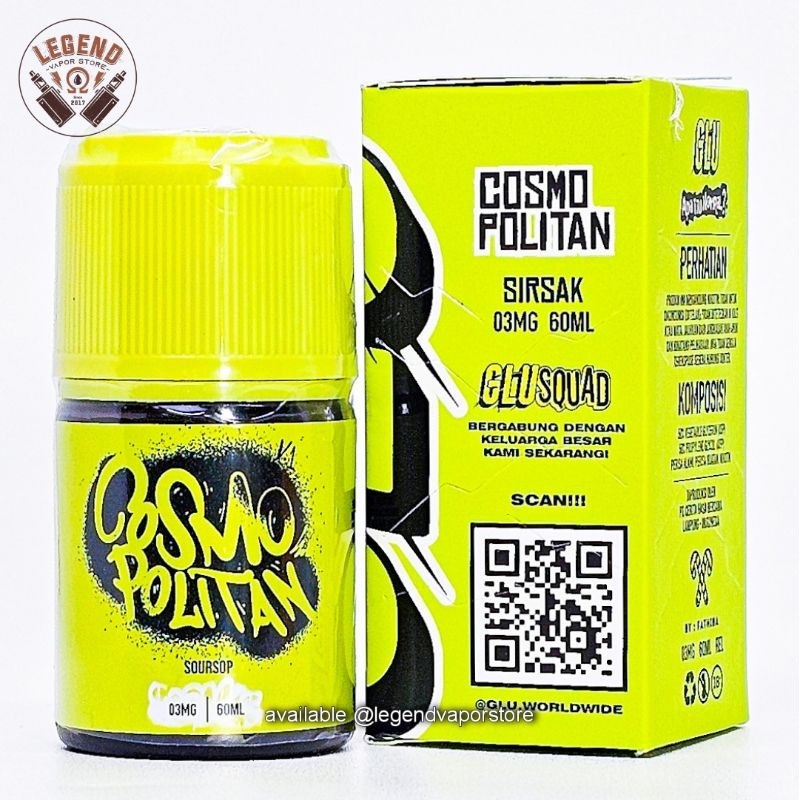 Jual FREEBASE - LIQUID GLU COSMOPOLITAN Sirsak 60ML 3MG AUTHENTIC ...