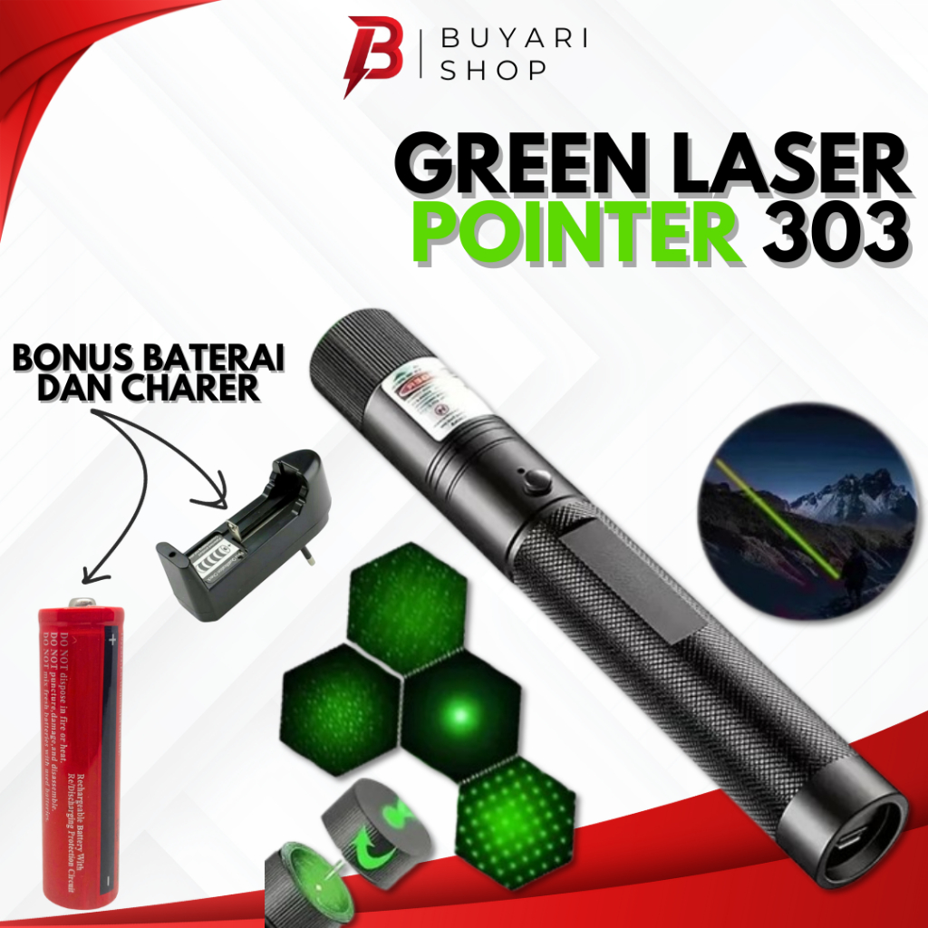 Jual FREE CHARGER + BATRE!! GREEN LASER POINTER 303 Green Beam Laser ...