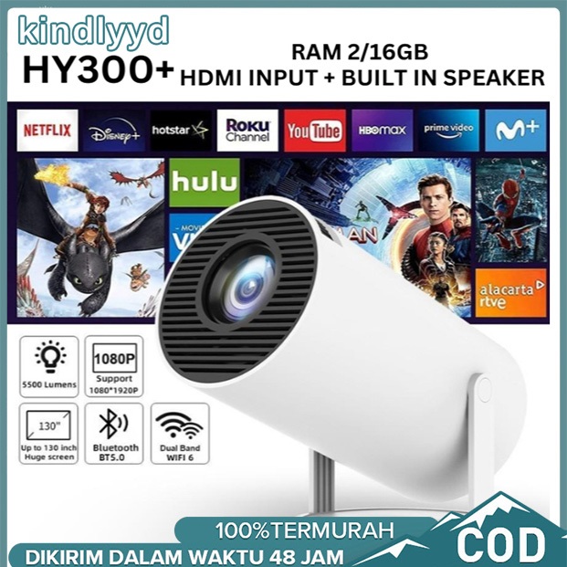 Jual 【READY】SMOON HY300 SMART PROYEKTOR- Proyektor HY300 4K Ultra HDMI ...