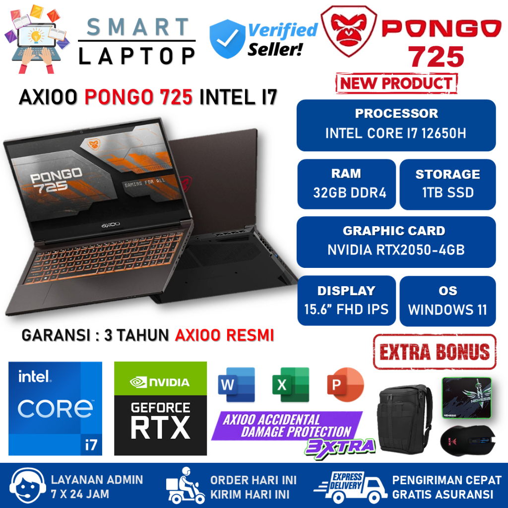 Jual Laptop Gaming Axioo Pongo 725 Intel I7 12650H 32GB 1TB SSD RTX2050 ...