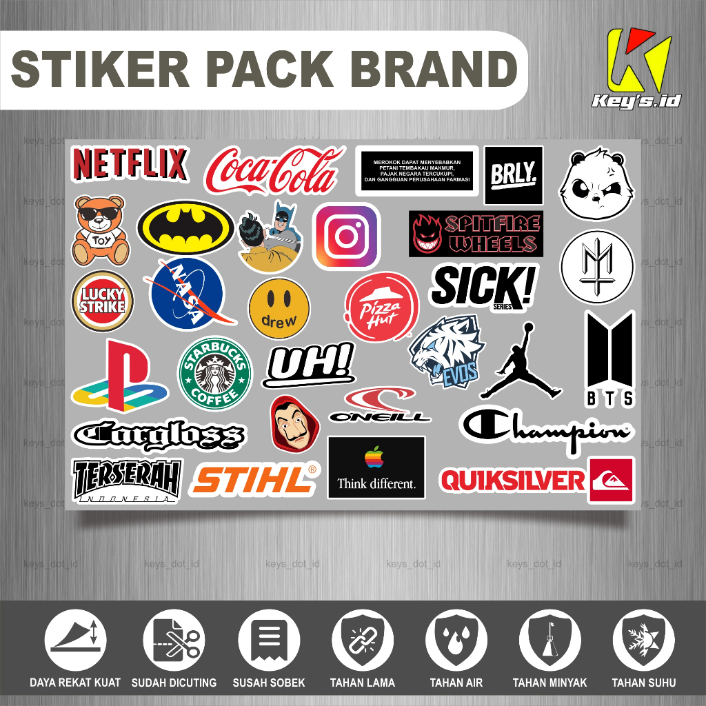 Jual Stiker Brand Distro, Sticker Pack Brand, Sticker distro, Stiker ...