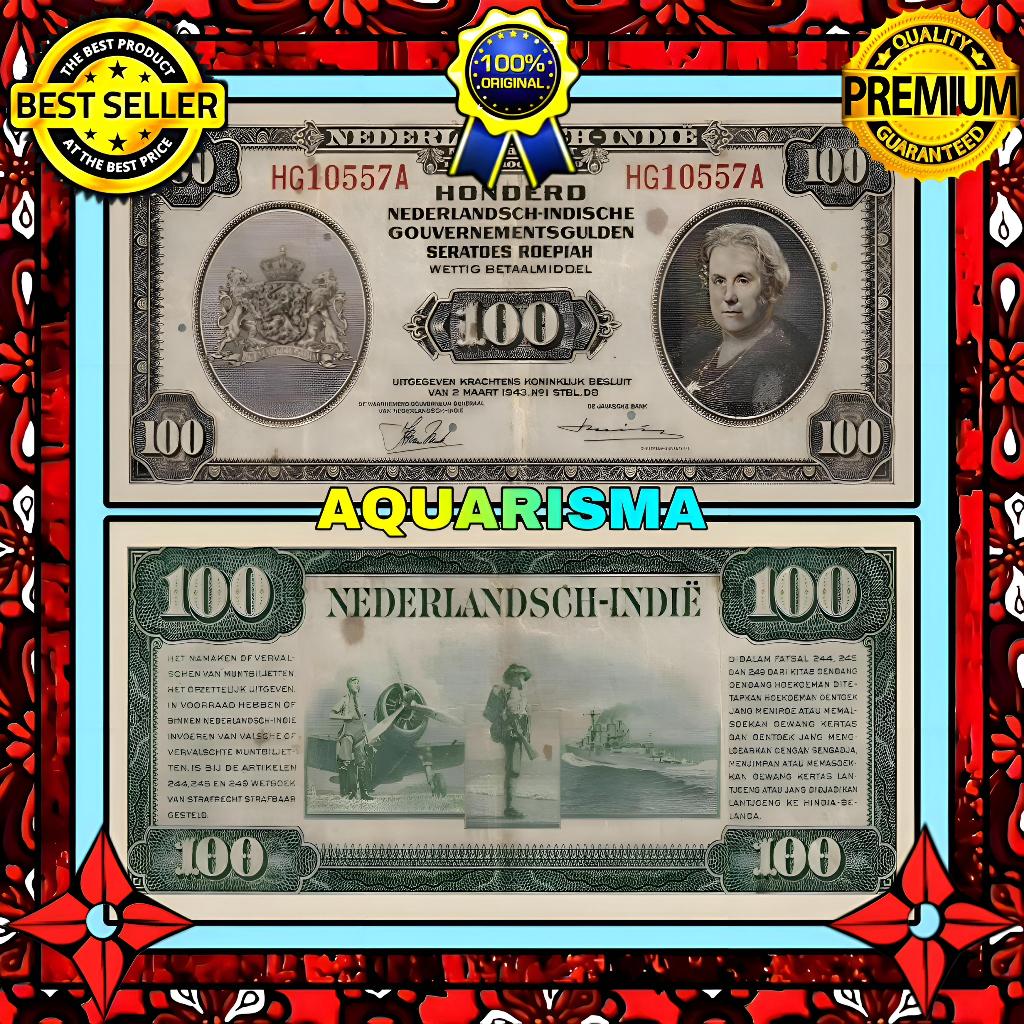 Jual KOLEKSI NUMISMATIK - KERTAS UANG KUNO 100 GULDEN HINDIA BELANDA ...