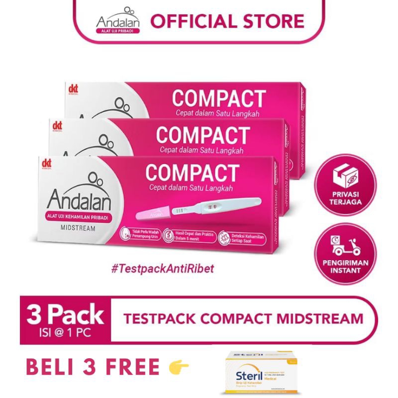 Jual 3x Andalan Test pack Compact Test Kehamilan free steril Pregnancy ...