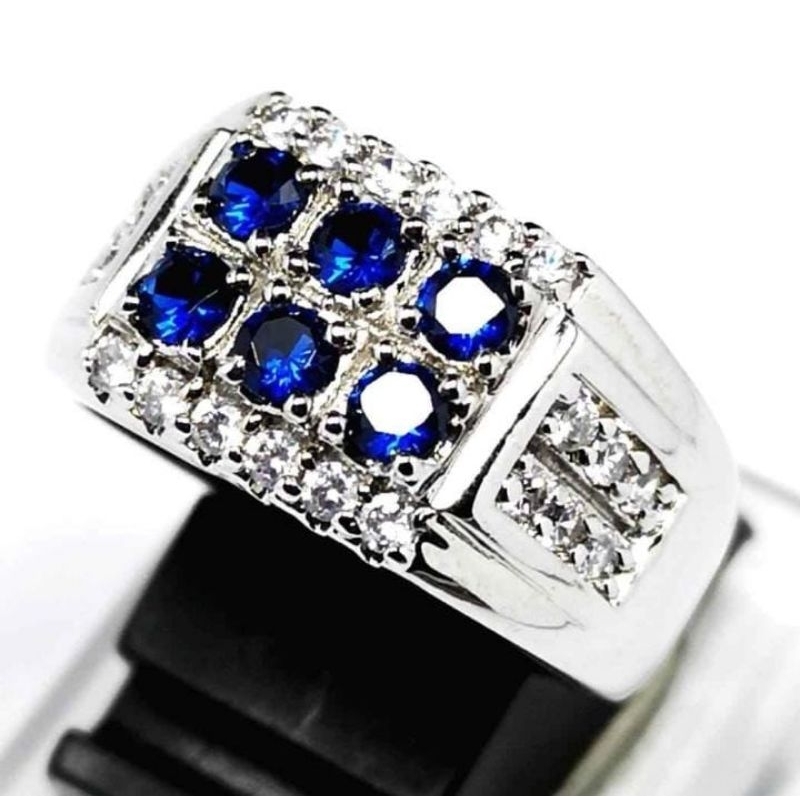 Jual Batu permata blue safir tabur 6pcs top quality siap pakai | Shopee ...