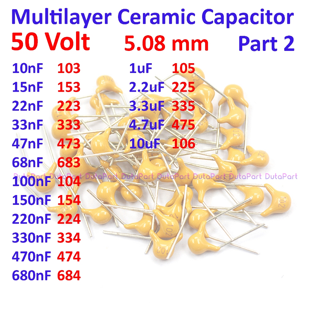 Jual MLCC 50 Volt Multilayer Ceramic Capacitor 50V V Kapasitor Part 2 ...
