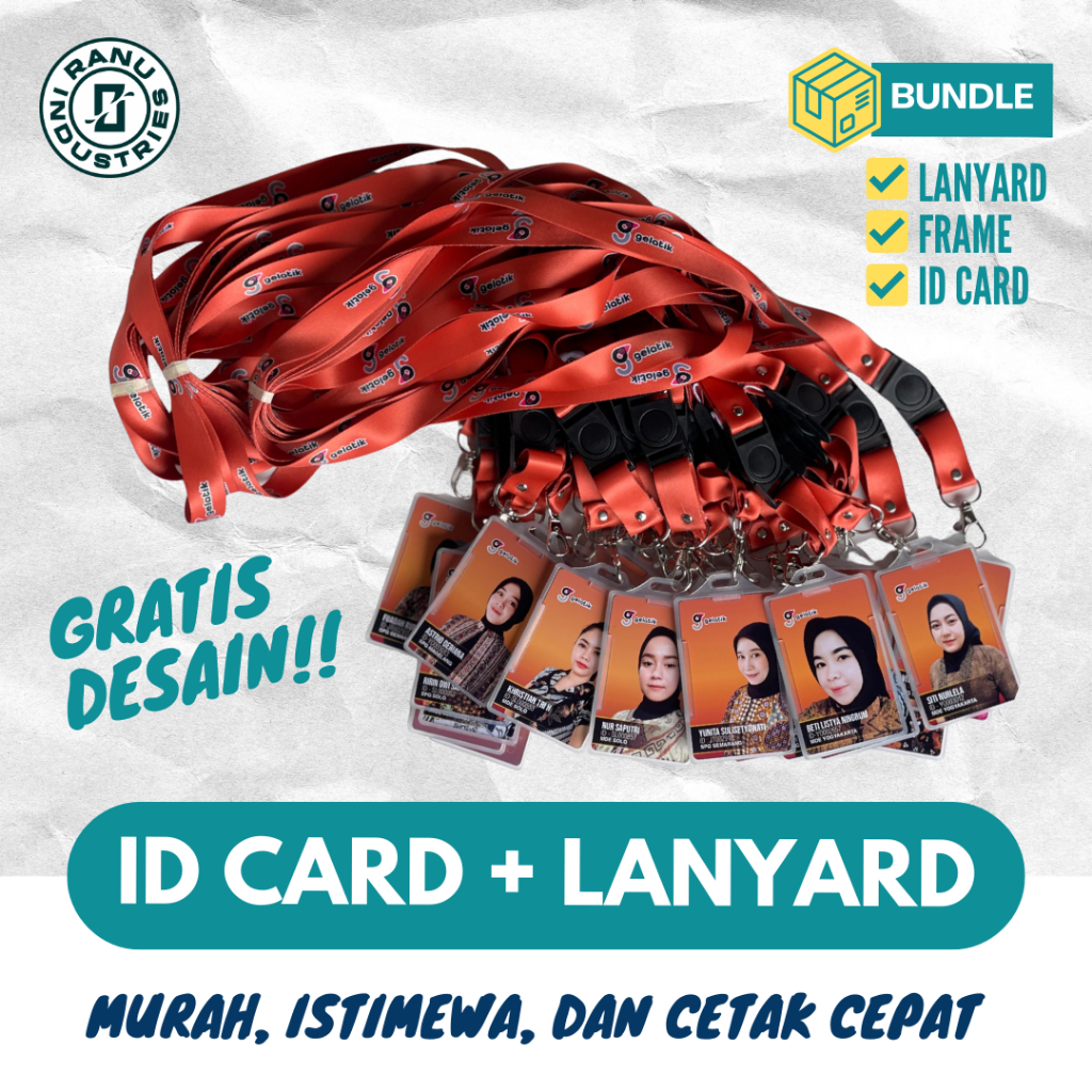 Jual Tali Lanyard + Frame + Id Card Custom 2 cm Cetak 2 Sisi Custom ...