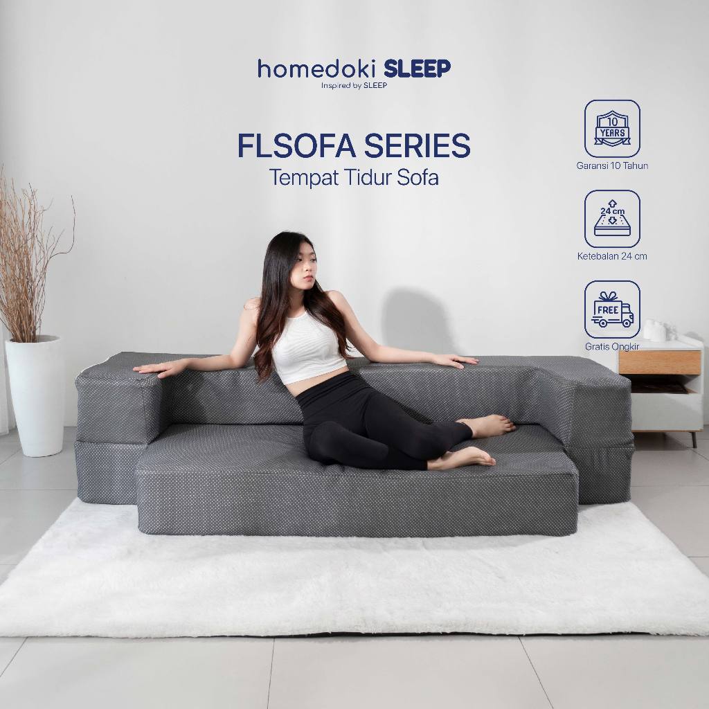 Jual Homedoki Foam Sofa Series/Sofa Bed Lipat/ Abu-Abu Sofa Aesthetic ...