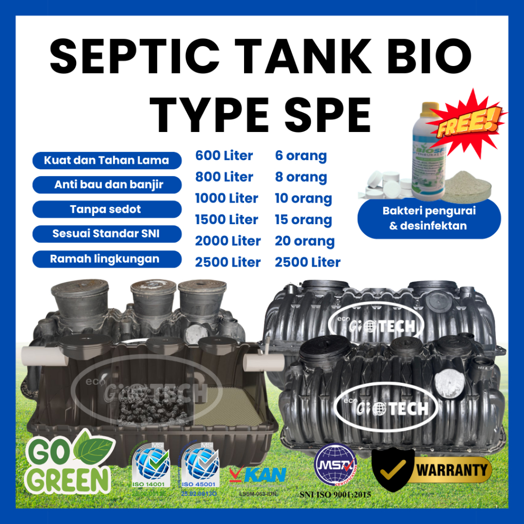 Jual Septic Tank Bio Tipe SPE Plastik HDPE Volume 600 800 1000 1500 2000 2500 Liter | Sepiteng ...
