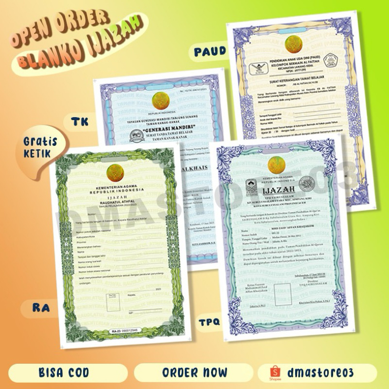 Jual ISI 100pcs BLANKO SKTB, STTB, STSB (Tk,RA,Paud,TPQ) free ...