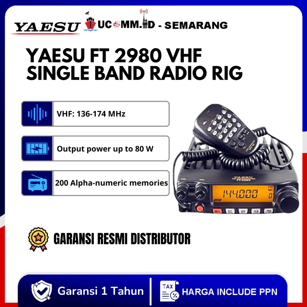 Jual YAESU Ft 2980 Vhf 80 Watt Ft2980 Ft-2980 Radio Rig Yaesu FT 2980 Up To 80W Original Garansi ...