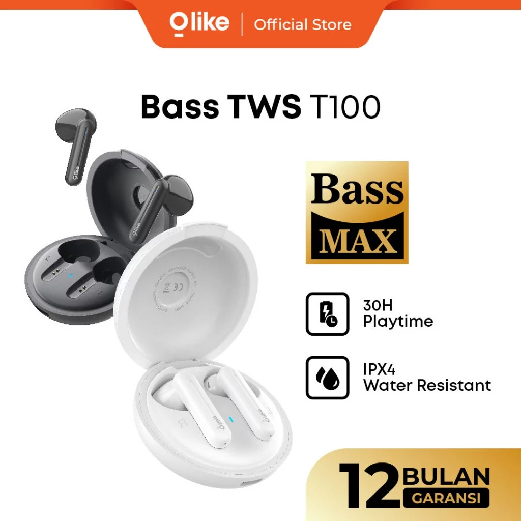 Jual OLIKE T100 TWS Headset Bluetooth 5.3 Earphone Wireless IPX4 Deep Bass 30H Garansi Original ...