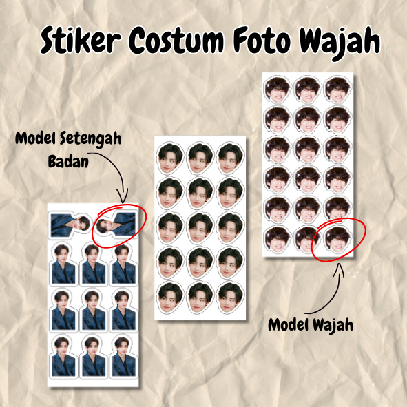 Jual [ISI 18 PCS] Stiker Muka Custom | Stiker Foto Wajah | Mini Stiker ...