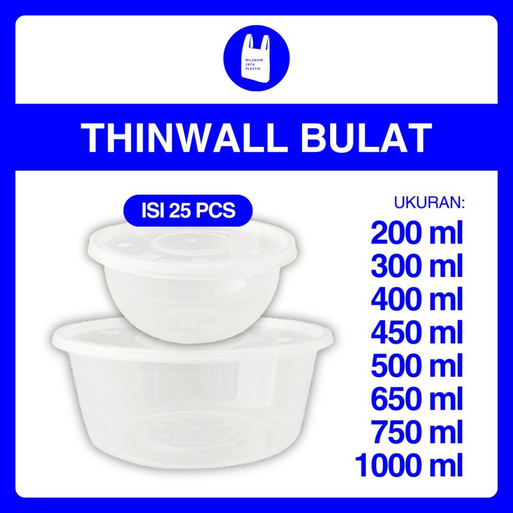 Jual Thinwall Bulat Garuda 200ml 300ml 400ml 450ml 500ml 650ml 750ml 1000ml Thinwall Mangkok ...