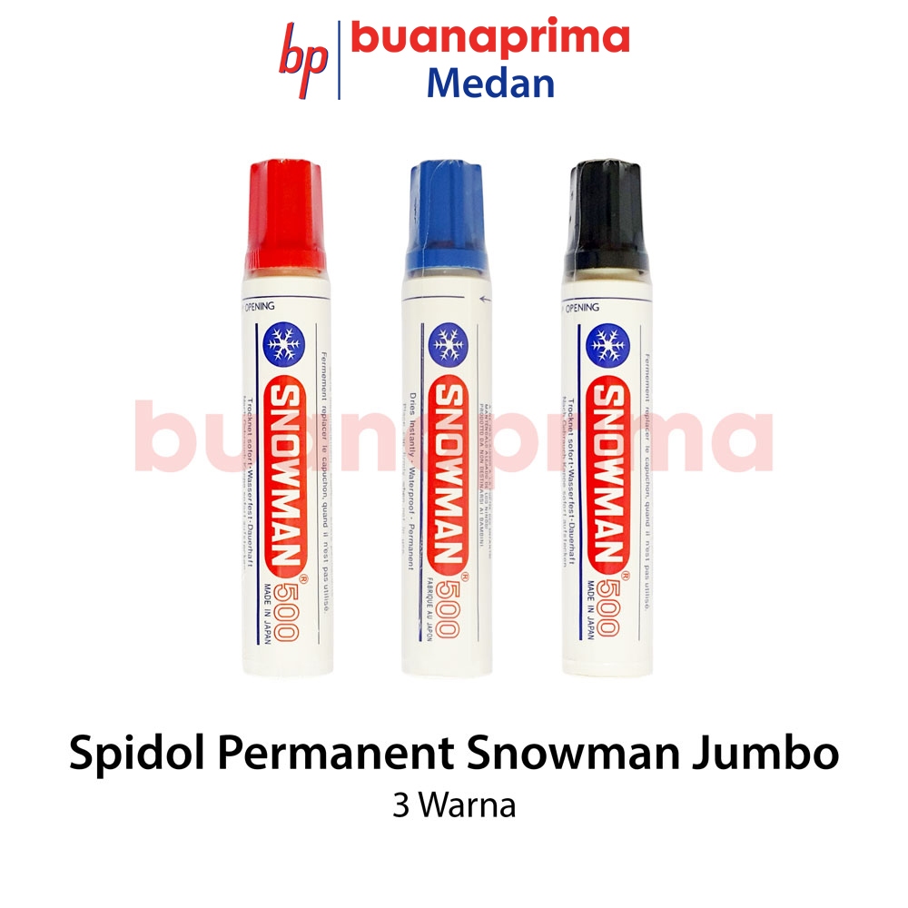 Jual SPIDOL PERMANENT JUMBO SNOWMAN 500 Hitam Biru Merah Permanen ...