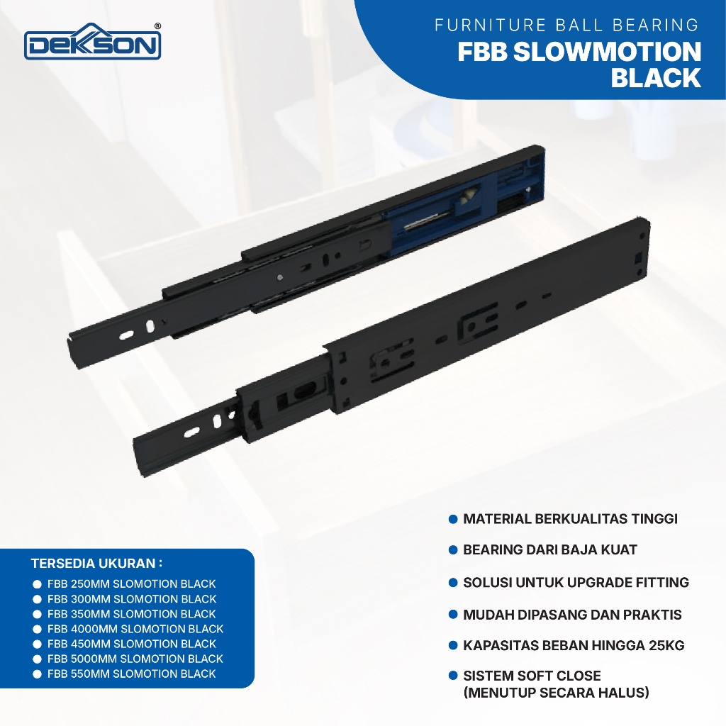 Jual Dekkson Rel Laci Soft Close Fbb Slowmotion 250 300 350 400 450 500 ...