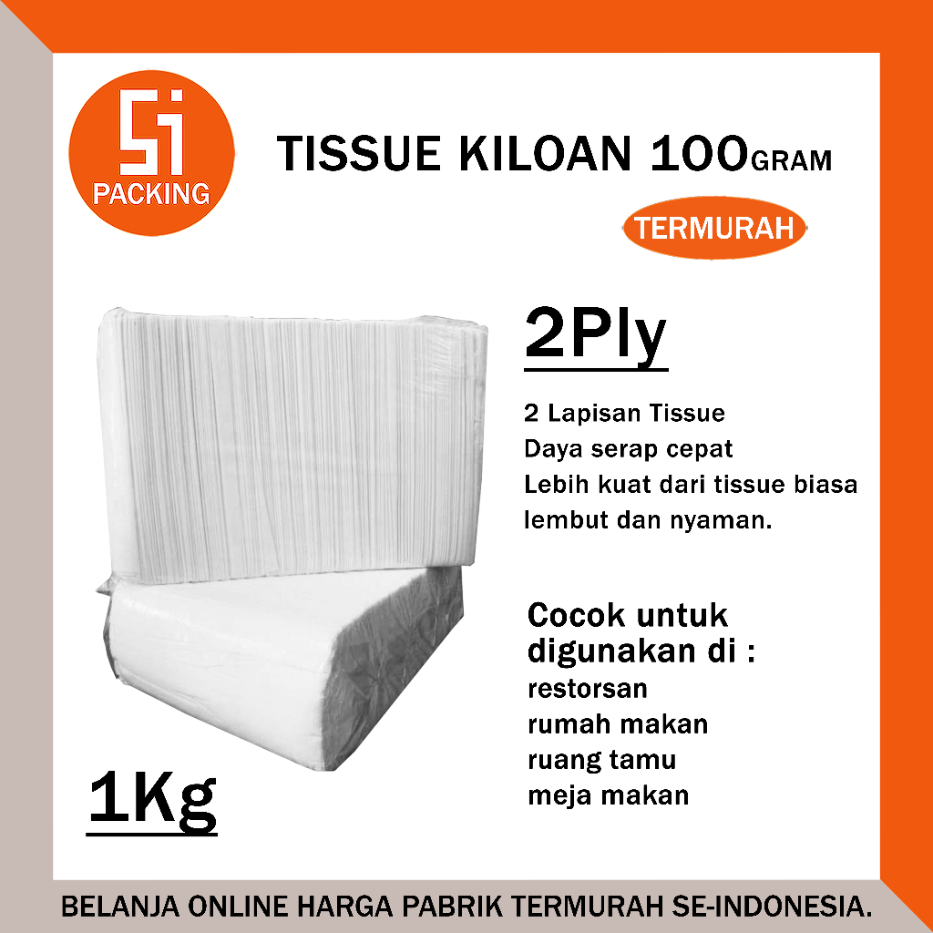Jual Tissue Kiloan 1Kg 2Ply Dua Lapisan Tebal Tissue Makan & Wajah ...