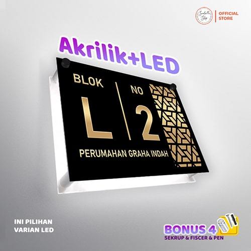 Jual Nomor Rumah Akrilik LED Custom ukuran 30x45cm | Shopee Indonesia