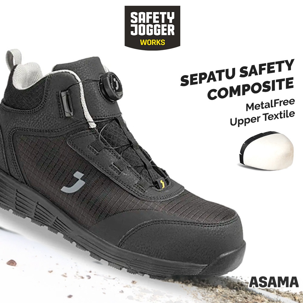 Jual Sepatu Safety Jogger Asama S3S MID TLS Ujung Bahan Komposit Ringan Metal Free Tanpa Tali ...