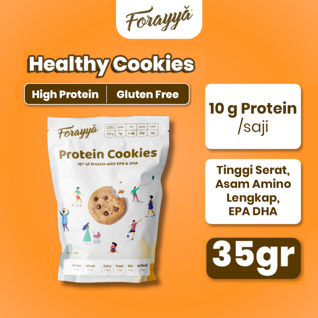 Jual Protein Cookies Forayya 35g - Healthy Snack Tinggi Protein Gluten ...