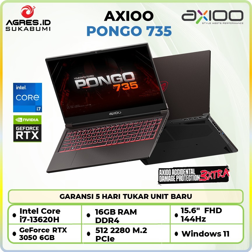 Jual LAPTOP AXIOO PONGO 735 | i7 13620H RTX 3050 6GB | 16GB 512GB ...