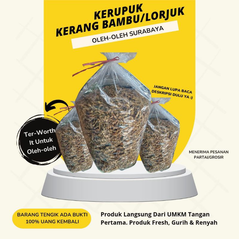Jual Kerupuk Kerang Lorjuk Kerang Bambu 100 gram Khas Kenjeran Surabaya ...