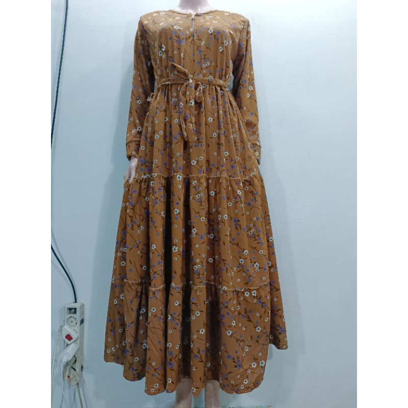 Jual gamis ruffle 3 suaun mayung/gamifrufflebusui/gamismurah | Shopee ...