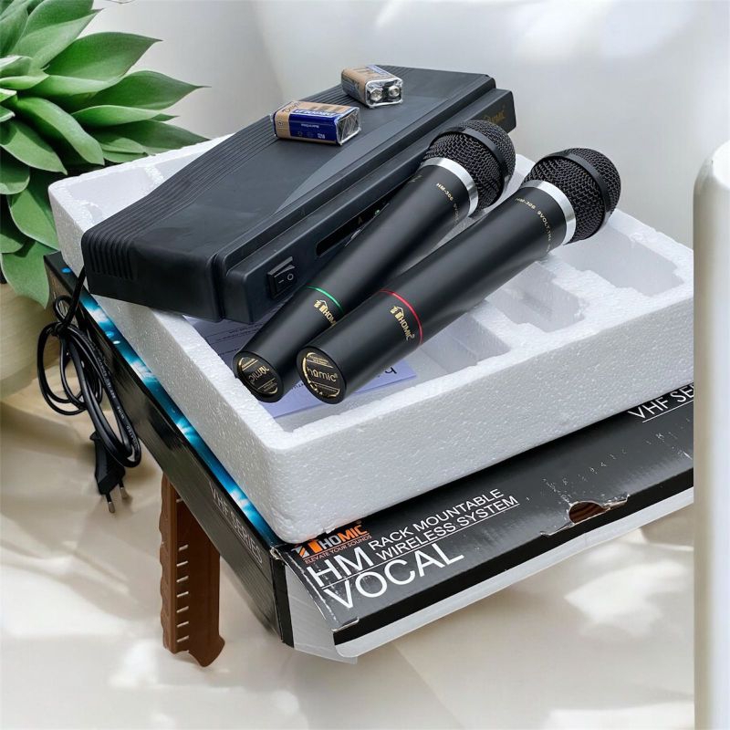 Jual Mic Homic HM-306 Double Wireless VHF Series 1 Set Lengkap Murah ...