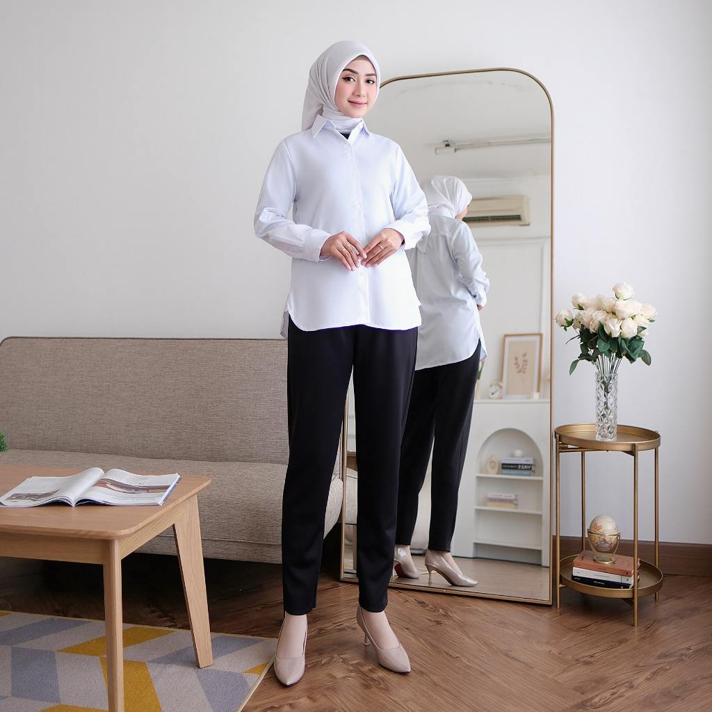 Jual Sakhapremium.id - Kemeja Baju putih 013 Kemeja Putih PNS Guru Wanita Kerja Lengan Panjang ...