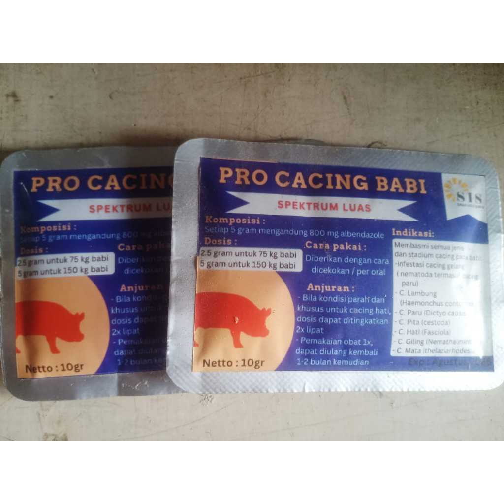 Jual pro cacing babi obat cacing serbuk larut air minum kemasan sachet ...