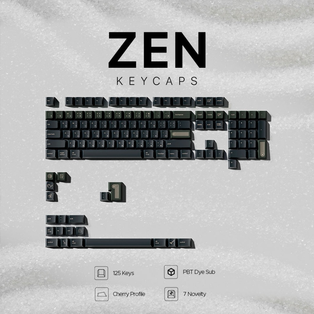 Jual Noir Zen Garden Keycaps - PBT Dyesub Cherry Profile 125 keys ANSI ...