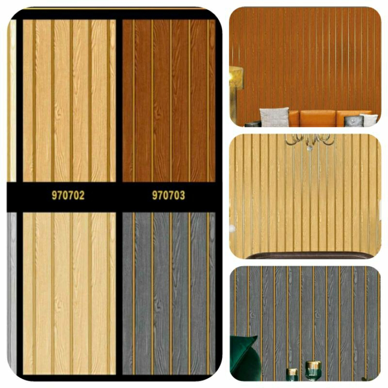 Jual NEW ARRIVAL!! PREMIUM!! WALLPAPER PANEL LIST GOLD SERAT KAYU ...