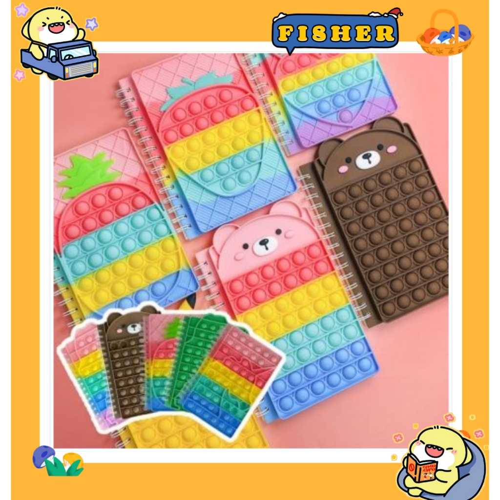 Jual [FISHER] Notebook pop it Size A6 KECIL | Buku Agenda | Buku Tulis ...