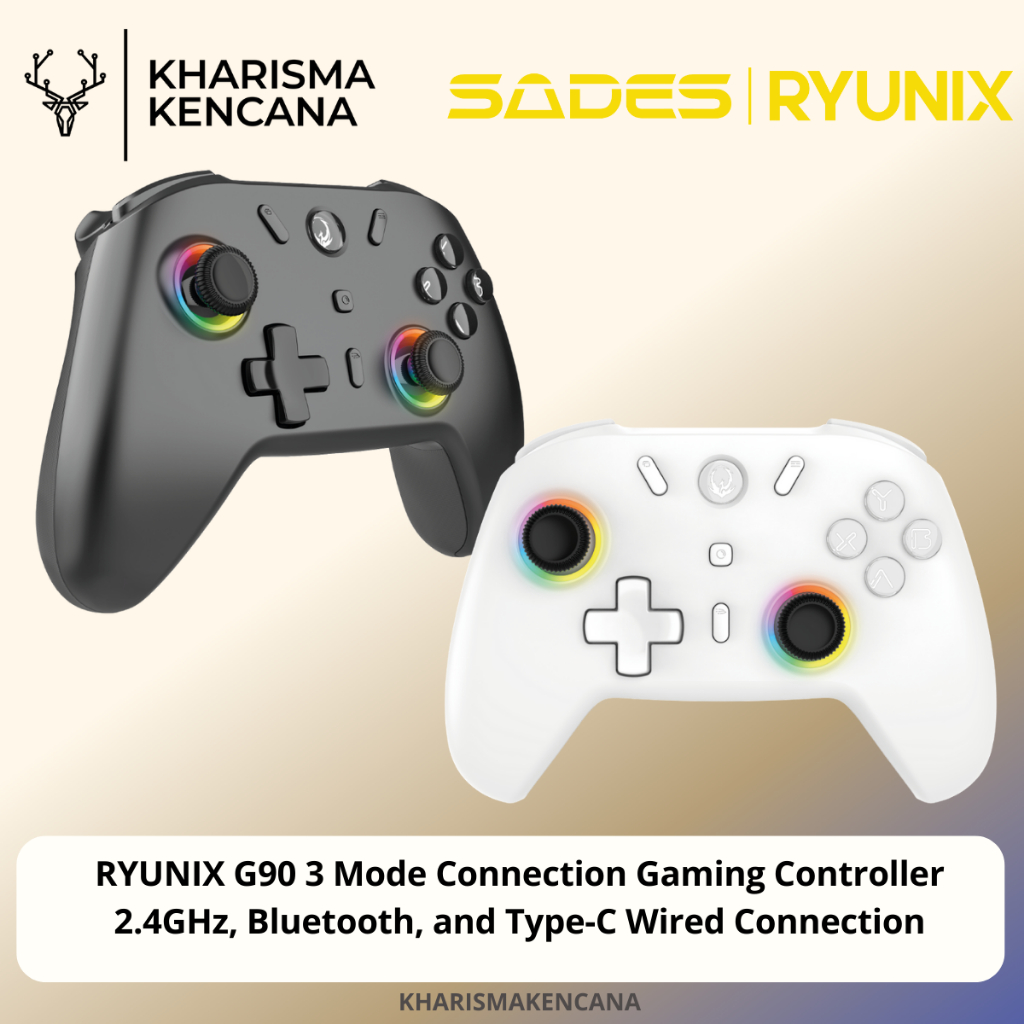 Jual RYUNIX G90 3 Mode Connection Gaming Controller 2.4GHz, Bluetooth ...