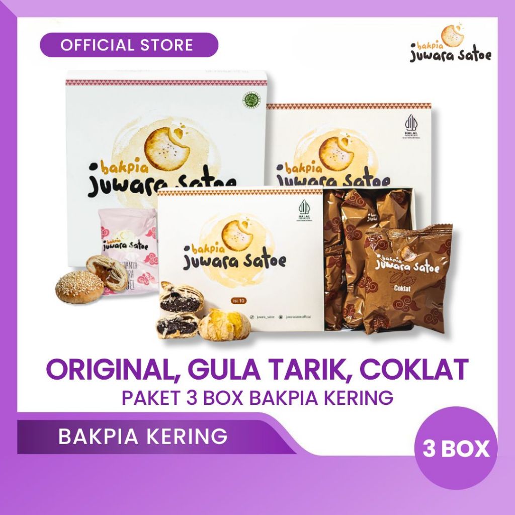 Jual BAKPIA JUWARA SATOE [ 3 Box ] Paket Bakpia Crispy (Original, Gula ...